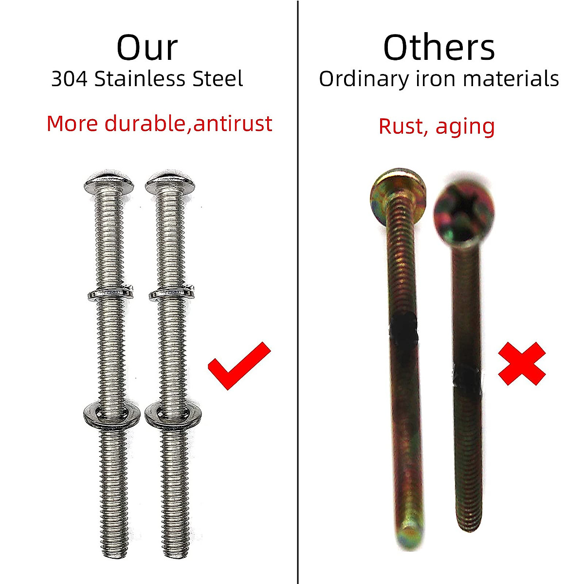 Fhome Universal Headboard or Footboard Hardware, 304 Stainless Steel Nuts and Bolts 4 inches, Bed Frame Bolts, Headboard Bolts, Bolts for Headboard to Frame, Footboard & Headboard Bolts and Nuts Kit