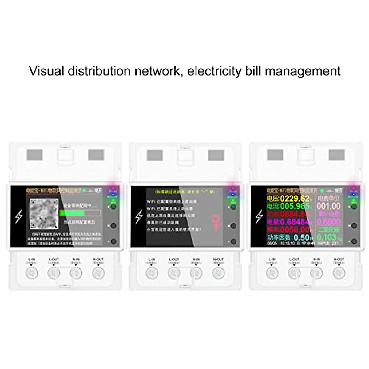 Smart Power Monitor, WiFi Energy Meter Sharing Management Rail Mounting Double Alarms APP Control AC85‑265V for Shopping Mall