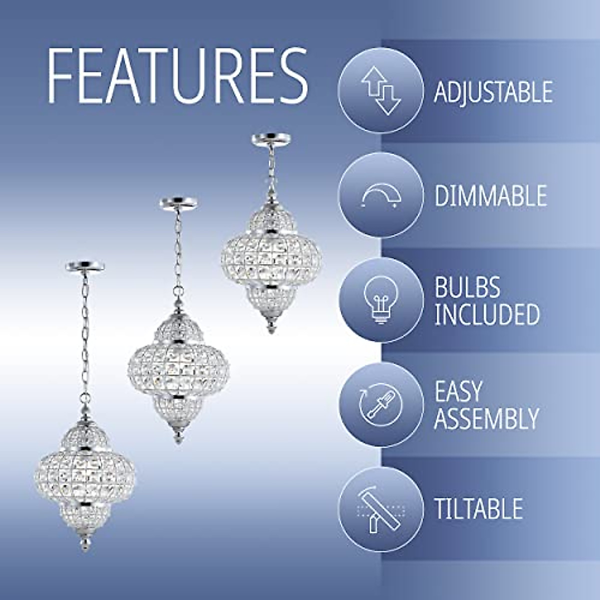 JONATHAN Y JYL6111A Juliette 12" Crystal/Metal LED Chandelier Pendant Chandelier Pendant Glam Contemporary Transitional Dimmable Dining Room Living Room Kitchen Foyer Bedroom Hallway