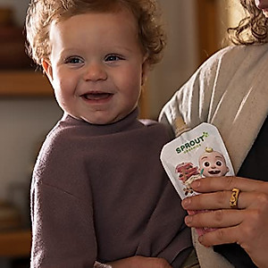 CoComelon Sprout Organic Baby Food Pouches, Apple Oatmeal Raisin with Cinnamon, 3.5 Oz Purees (Pack of 12)