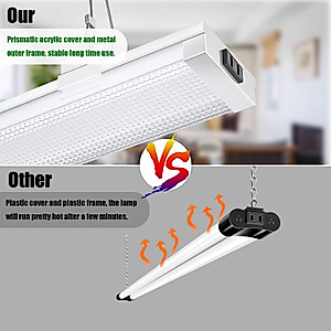 FAITHSAIL 5 Pack Linkable 4FT LED Shop Light, 40W, 4000 LM [Eqv.150W Fluorescent] 4000K LED Utility Light with Plug 48 Inch LED Garage Light Energy Saving Upto 1000KW/5Yrs(5Hrs/Day)-Hang & Flush Mount