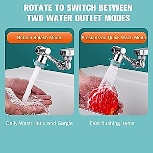 1080° Rotating Faucet Extender Rotatable Multifunctional Extension Faucet Universal Splash Filter Faucet Swivel Faucet Aerator Sink Face Wash Attachment with 2 Water Outlet Modes