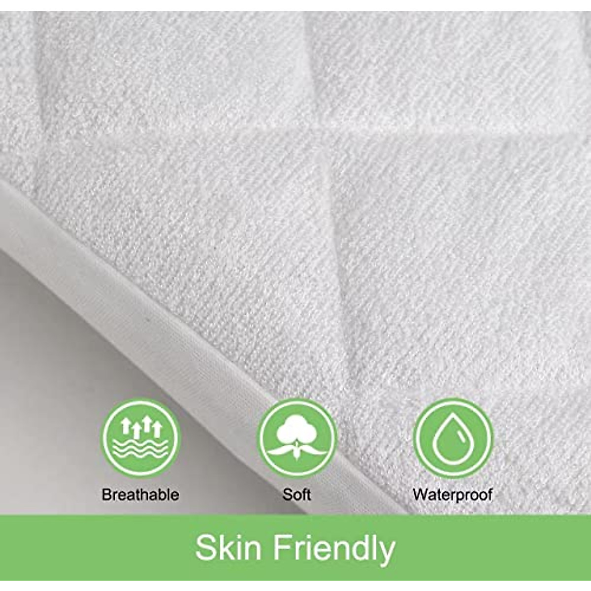 Waterproof Bassinet Mattres Pad Cover Fits 33x20 Baby Delight, Mika Micky, KoolaBaby, Dream On Me, ANGELBLISS and Bedside Sleeper Mattress, 2 Pack, Soft Bamboo Terry Surface, White