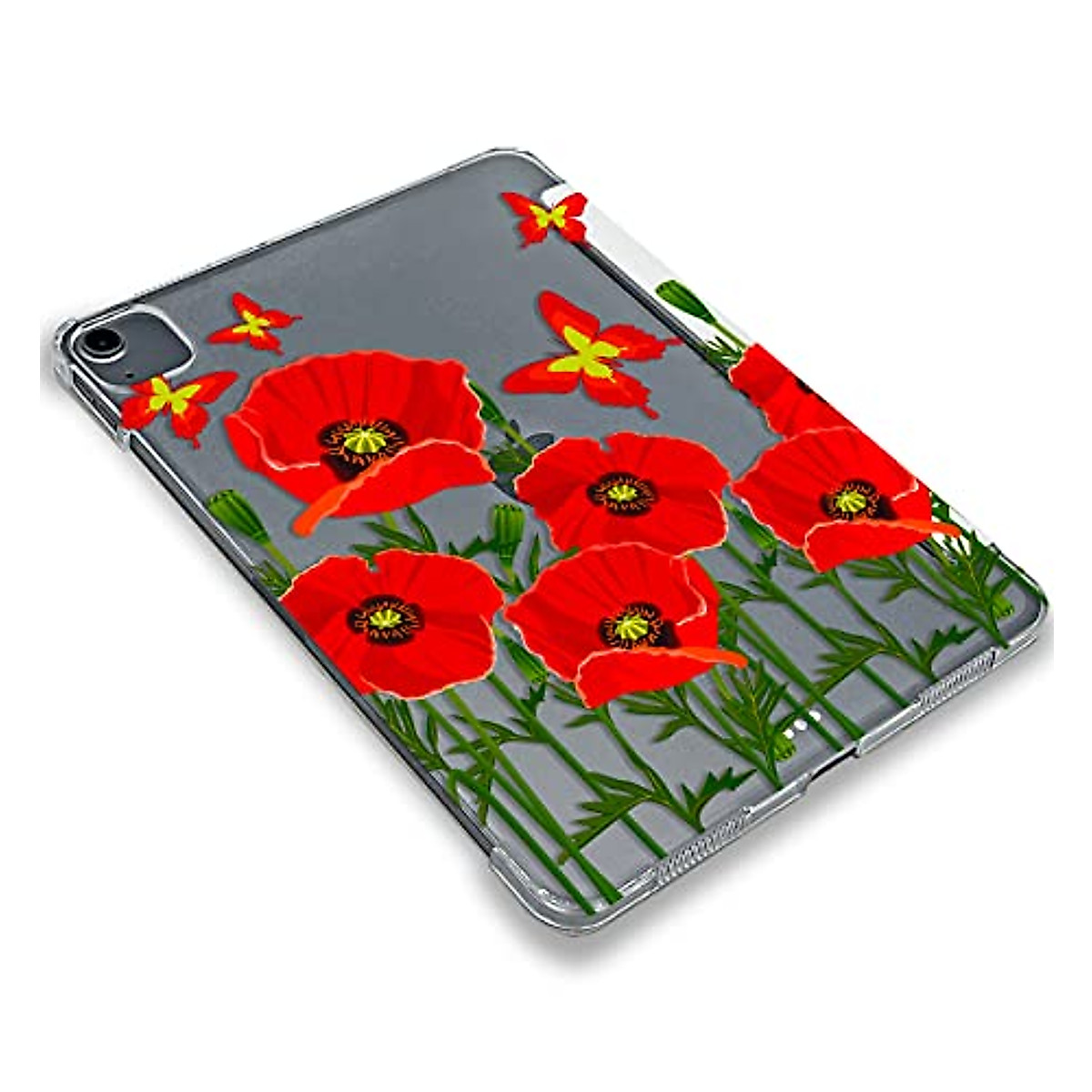 Cute Poppy Red Kawaii Flower case Compatible with iPad Mini Air Pro 7.9 8.3 9.7 10.2 10.9 11 12.9 inch Pattern Cover New 2022 2021 Trifold Stand 3 4 5 6 7 8 9 Generation 524 (11" Pro 1/2/3 gen)