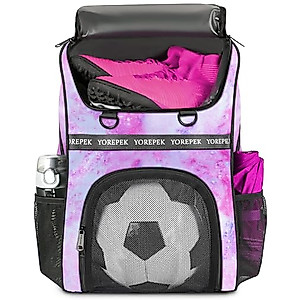 YOREPEK Soccer Bag, Soccer Backpack with Ball Compartment for Men and Women Fit Basketball Volleyball, Large Capacity Sports Equipment Bags Gift to Gym Outdoor Camping, Pink