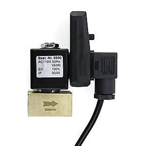 QWORK Automatic Timed Condensate Drain Valve with Steel Hose 1/4 Inch NPT Drain Valve Elbow Fitting, 1/2" Ac110v 2-way Direct-acting Drain Valve US Plug for Compressed Air