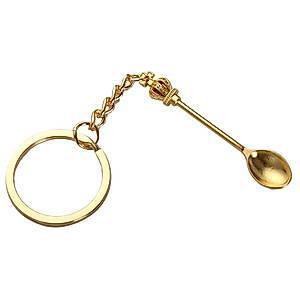 Mini Crown Spoon Keychain, Key Ring Christmas Kitchen Spoon Crown Metal Key Chain 57x9mm Craft Jewelry Gift Keychain(silver)