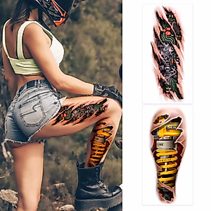 ROARHOWL Very cool machine 3D realistic fake tattoos，wound robot makeup Temporary Tattoos for men women (Design 5)