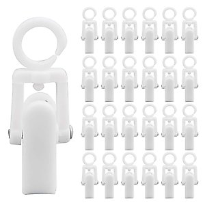 INCREWAY Laundry Hooks Clip, 40pcs 1.9" White Durable Plastic Curtain Hooks Swivel Hanging Hooks for Hanging Towel Clothes Photos(White)