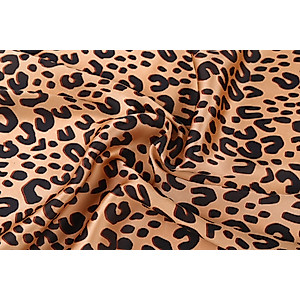GERINLY Animal Print Scarfs for Women Leopard Neck Scarf Satin Head Scarf for Ponytail Brown Silk Purse Scarf (Leopard)