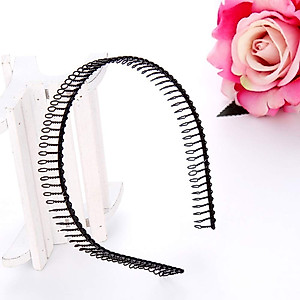 mollensiuer 6Pcs Unisex Black Metal Hairband Teeth Comb Headband Hair Hoop Headwear Accessory for Women Men