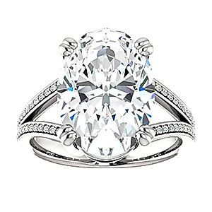 7 CT Oval Colorless Moissanite Engagement Ring 925 Sterling Silver, 10K 14K 18K Solid Gold Wedding Band Eternity Solitaire Ring Vintage Antique, Anniversary, Promise Gift Her (moissanite)