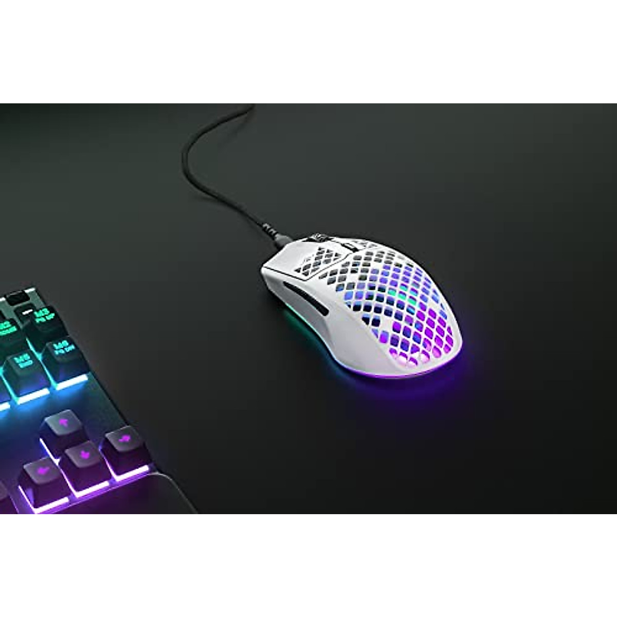 SteelSeries Aerox 3 - Holey RGB Gaming Mouse - Ultra-lightweight Water Resistant Design - 8,500 DPI TrueMove Core Optical Sensor - Snow