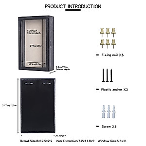 Freezing point Shadow Box Frame 8x12.5 Shadow Box Display Case Cabinet Picture with Linen Back Memorabilia Awards Medals Pin Bouquet Wedding Flower Baby Memory Box for Keepsake Black Large