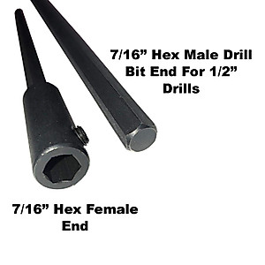 Hex Extension 7/16 Inch X 7/16 Inch X 12" Long for 1/2" Drills 7/16 Male Hex End X 7/16 Female Hex End with Set Screw Double It Up for 24" Works with Helios Visi-Trim Sprinkler Trimmer