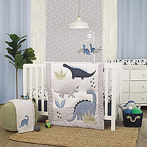 Carter's Dino Adventure Super Soft Gray and Blue Coral Fleece Baby Blanket