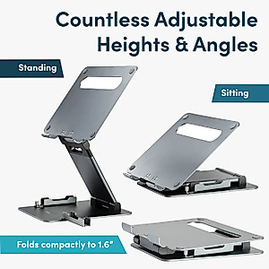 Ergonomic Laptop Stand for Desk, Adjustable Height up to 20", Laptop Riser Computer Pulpit Stand for Laptop, Portable Laptop Stands, Fits MacBook, Laptops 10 15 17 inches Laptop Holder and Laptop Desk