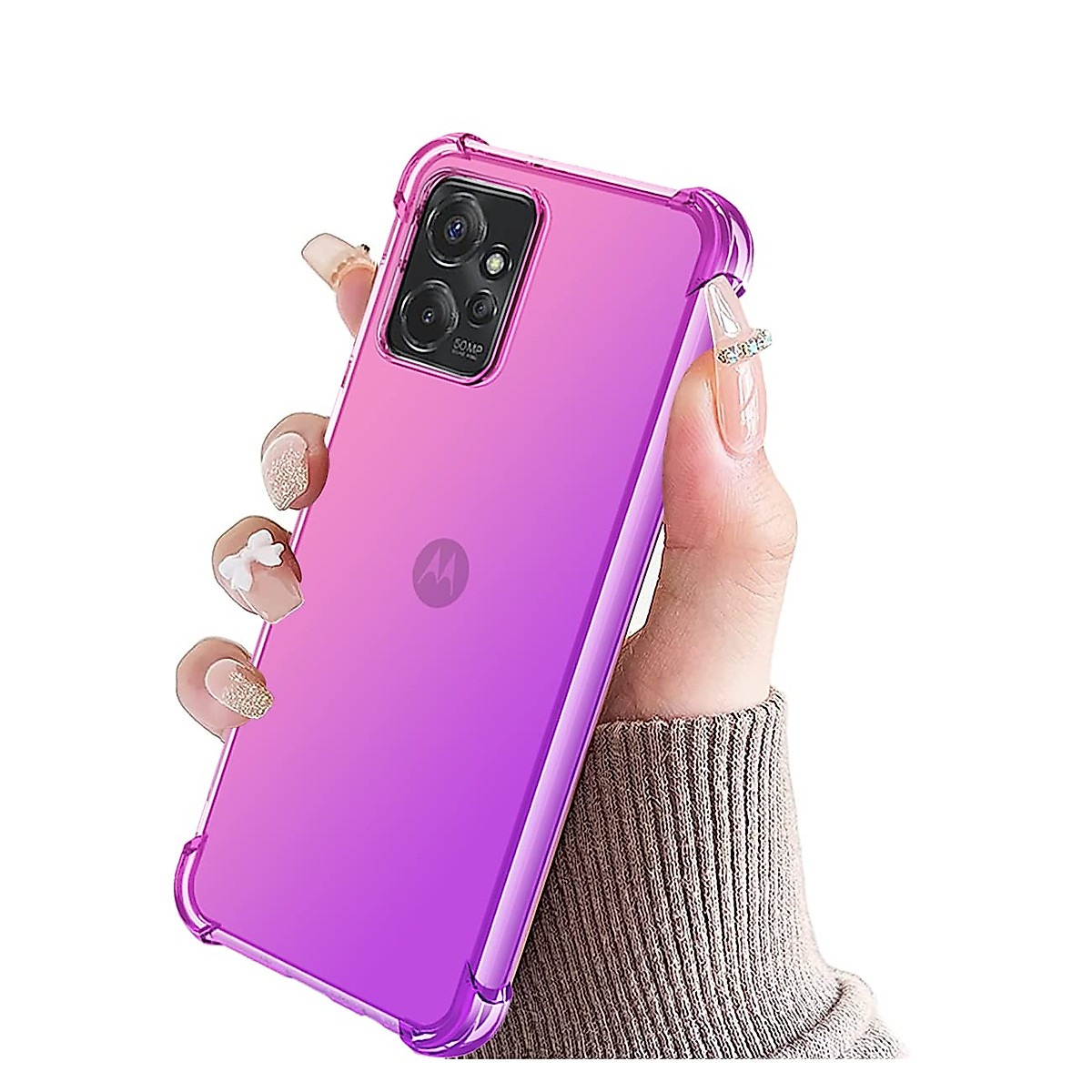 KOARWVC Case for Motorola ThinkPhone Case, Moto ThinkPhone 5G Case, Crystal Clear Case Gradient Slim Anti Scratch TPU Shockproof Protective Phone Cases Cover for Motorola ThinkPhone (Pink/Purple)