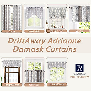 DriftAway Adrianne Thermal and Room Darkening Kitchen Tier Window Treatment Set of 2 Each 30 Inch by 24 Inch Plus 2 Inch Header Beige and Gray