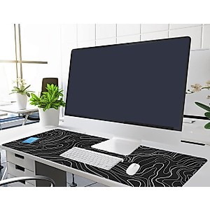 UJoowalk Topographic Gaming Mouse Pad, Large, Black and White, 31.5 x 11.8 in