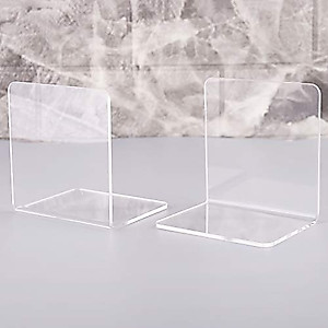 tegongse 2Pcs Book Ends, Clear Acrylic Bookends, Non-Skid Bookend Supports, Book Stopper for Books/Movies/CDs/Video Games