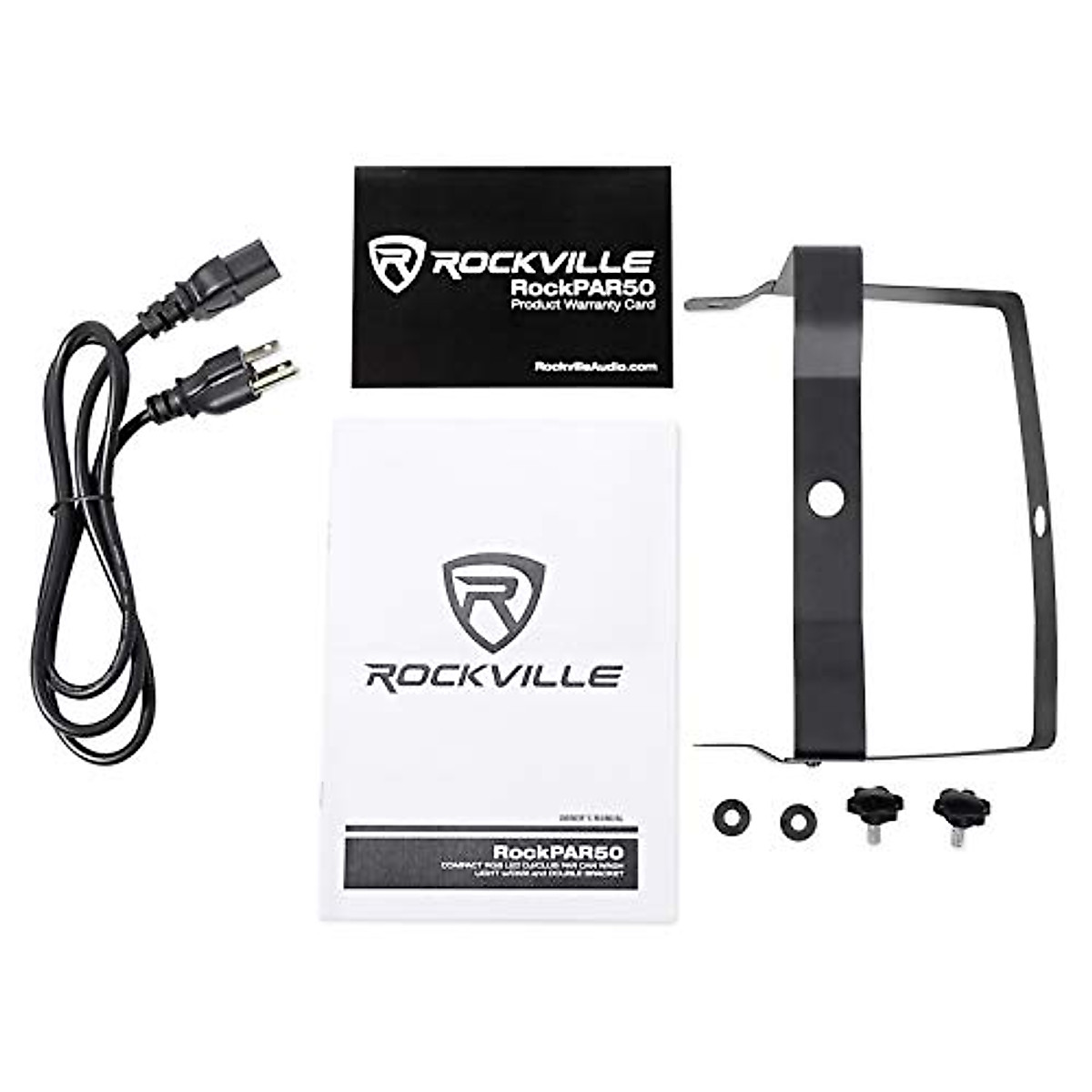 (2) Rockville RockPAR50 LED RGB Compact Par Can DJ/Club DMX Wash Light+Dual Bracket