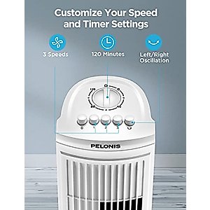 PELONIS 30 Inch Oscillating Tower Fan with 3 Speed Settings and Auto-off Timer, Standing Fan PFT28A2BWW, White