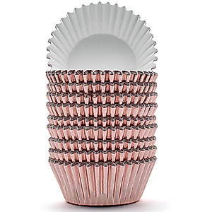 200 Pcs Rose Gold Foil Cupcake Liners Standard Baking Cups Muffin Paper Cases