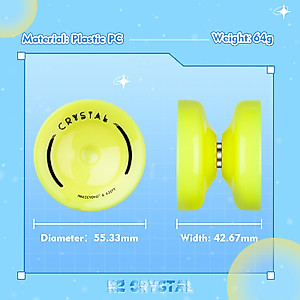 MAGICYOYO K2 Yoyo for Kids, Responsive Yoyo Professional Plastic Yoyo Ball, Unresponsive Yoyo for Adults with Concave Bearing, 12 Yoyo Strings, Bearing Puller, Yo-yo Case (Yellow)