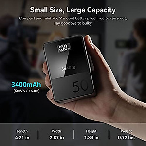 SMALLRIG Bundle V Mount Battery VB50, 3400mAh 50Wh 14.8V Mini V-Mount Battery V-Mount Battery Plate with Quick Release Plate for Arca-Swiss, Chest Pad, 15mm Rod and 1/4"-20 Threads
