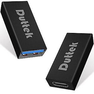 Duttek USB C to USB 3.0 Adapter, USB to USB C Adapter, USB 3.0 Female to USB C Female Adapter Connector Compatible with Google Pixel, Huawei etc 2 Pack (Black)