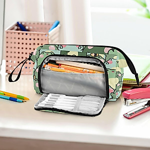 Glaphy Cute Kawaii Frog Pencil Case Large Capacity Pencil Pouch Bag Zipper Storage Stationery Bag for Office College School
