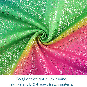 WanLiangJin Toddler Girls Gymnastics Leotards Size 8-9 9-10 8-10 Years Kids Sparkly Blue Rainbow Athletic Tumbing Class Ropa de Gimnasia para niñas Sport Activewear One Piece Unitards