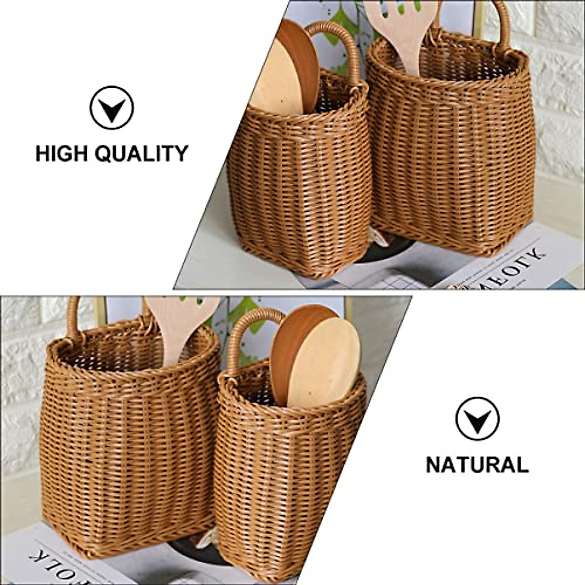 Zerodeko 3 pcs Seasoning Basket Functional Container Handmade Bucket Garlic Storage Basket