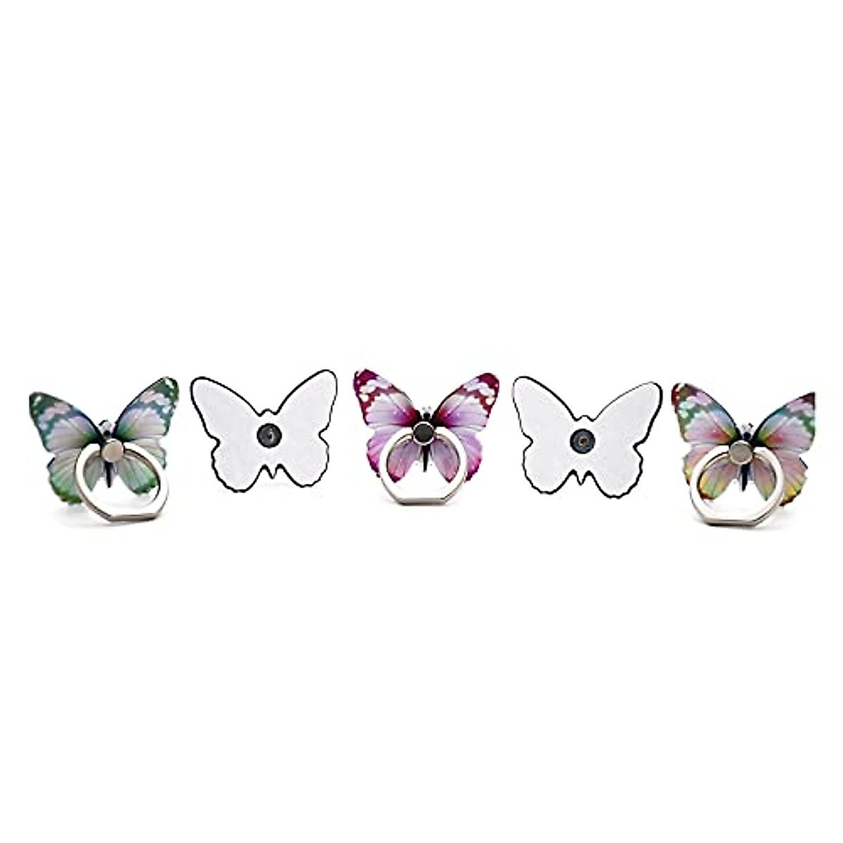 Ralcosuss Cute Butterfly Phone Ring Finger Holders, Cell Phone Ring Stands Mount Smartphone Kickstand for Desk 360 Degree Rotation(5Packs)