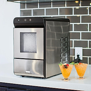 Gevi Household V2.0 Countertop Gemi Nugget Ice Maker | Self-Cleaning Pellet Ice Machine | Stainless Steel Housing |16.7''H Fits Perfectly Under Wall Cabinet | Black with Viewing Window