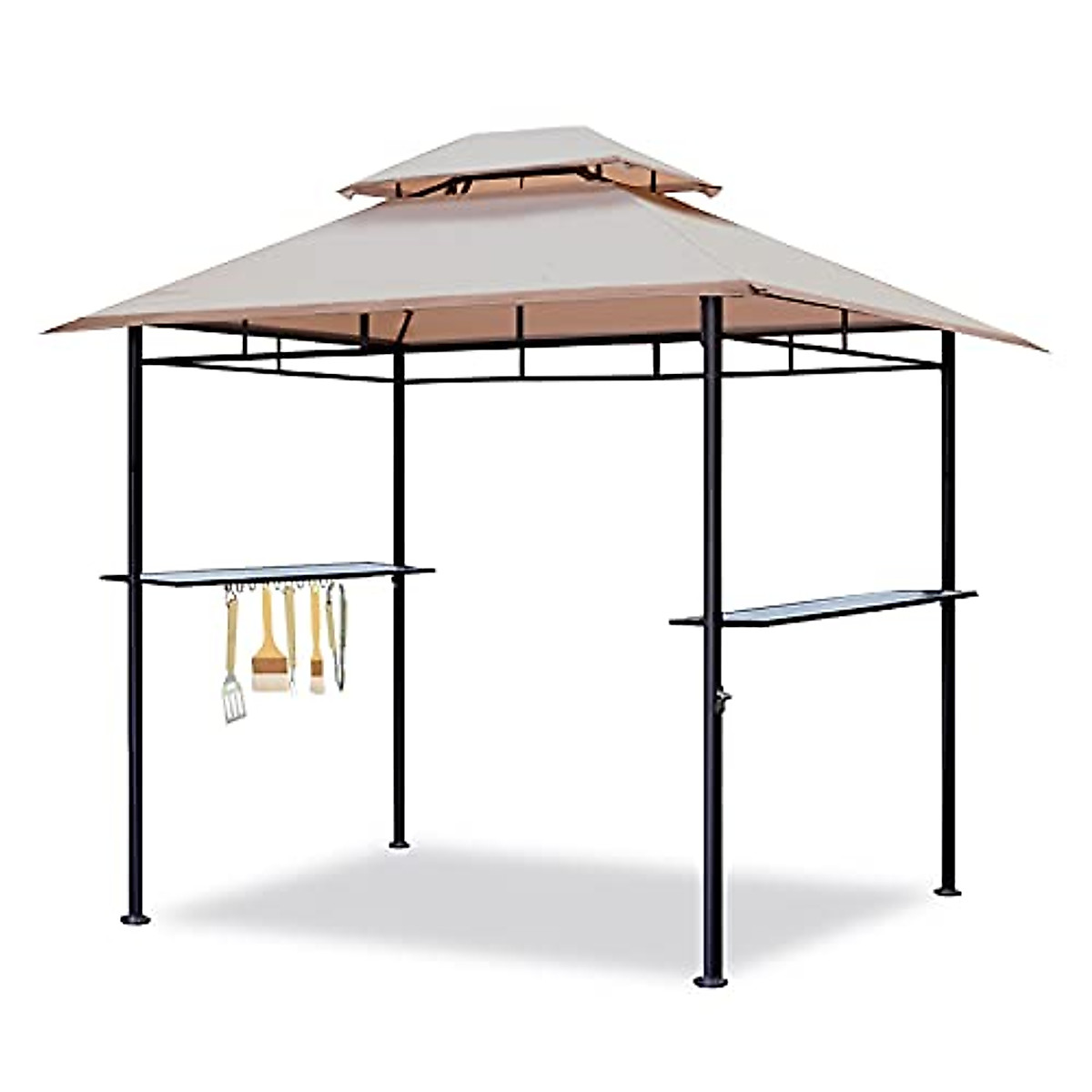 CoastShade 6x9 Grill Gazebo Double Tiered Outdoor BBQ Canopy,Grill Gazebo Shelter for Patio and Outdoor Backyard BBQ (Beige, Straight 6‘x9’)
