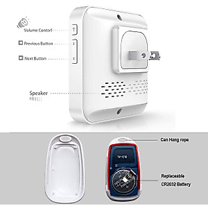 Caregiver Pager Wireless Life Alert Systems for Seniors IP55 Waterproof, Fall Alert Devices for Elderly, Panic Buttons with Necklace (2 call buttons + 3 receivers)