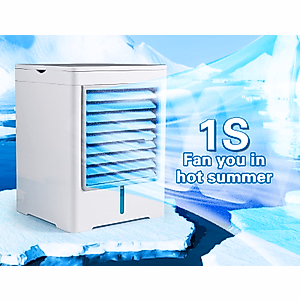 Off Paper Personal Air Conditioner Mini AC, 3 Speeds 450ML Water Tank Room Evaporative Air Cooler Cooling Fan with Timer, Aromatherapy Notch, Spray Function, Portable AC Units for Rooms and Office