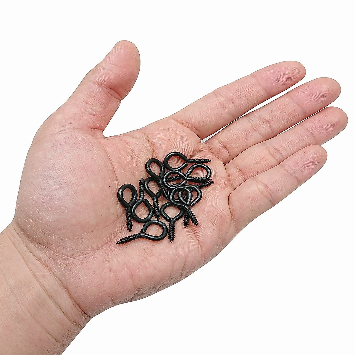 30 Pcs 2 Inch Metal Screw Eyes Hook Self Tapping Screw in Eye Hooks Ring for Indoor & Outdoor Hanging, Lifting and Securing Cables, Wires Etc Small Items, Black