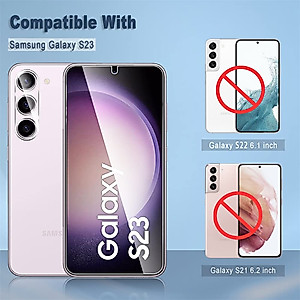 Foneskream [3+3 Pack Compatible for Samsung Galaxy S23 Screen Protector 6.1 inch + Samsung S23 Camera Lens Protector Tempered Glass Case Friendly