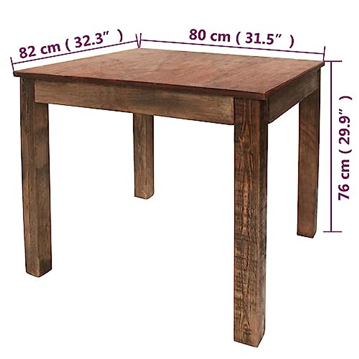 YPWRENH Snack Table Kitchen Tables Dining Table Solid Reclaimed Wood 32.3"x31.5"x29.9" for Dining Room, Kitchen or Living Room