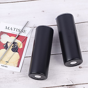 Wzaytia 12 Pack 20 Oz Straight Skinny Tumblers,Individually Gift Boxed Stainless Steel Slim Skinny Tumbler Set Bulk, 20 Oz Insulated Slim Thin Travel Tumbler Cup for Diy, Black