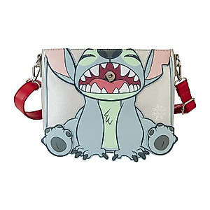 Loungefly Disney Stitch Holiday Glitter Crossbody Bag