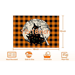 Zando Halloween Placemats Set of 4 Halloween Square Placemats for Out/Indoor Dining Table Halloween Waterproof Placemats Fall Placemats Evil Skull Pattern 12 * 18 Inch Halloween Kitchen Decor