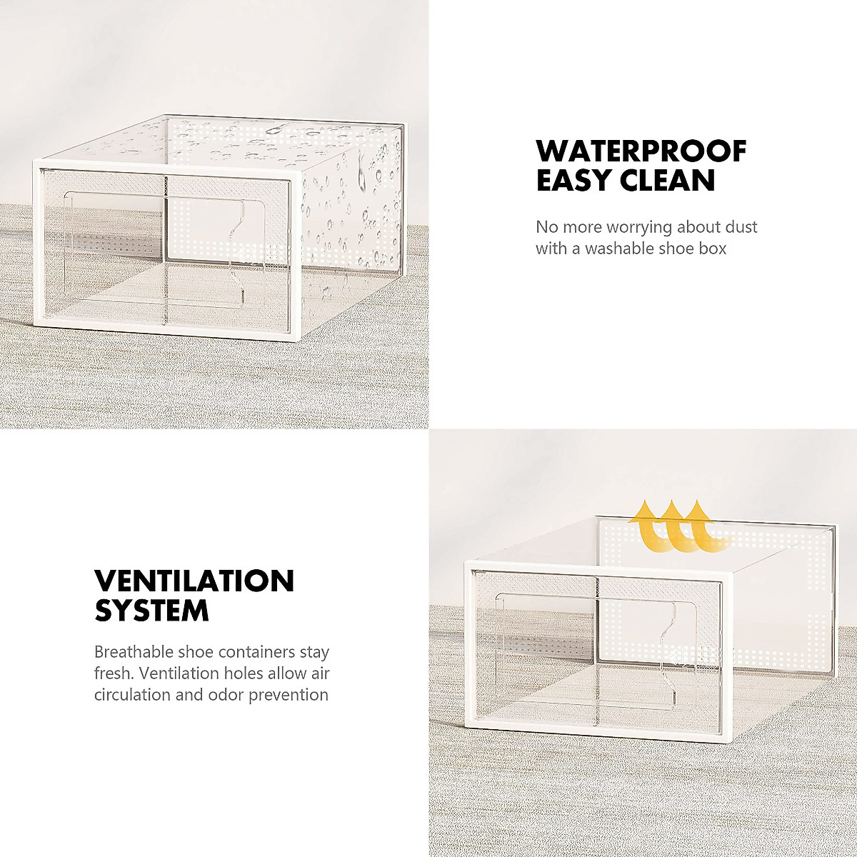 SEE SPRING X-Large Shoe Storage Box Fit Size 11, Clear Plastic Stackable Shoe Organizer for Closet, Space Saving Foldable Shoe Rack Sneaker Container Bin Holder, 12 Pack Clear