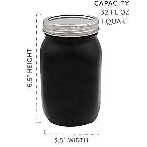 Darware Farmhouse Black Mason Jars (Set of 2); Home Decor and Storage Wide Mouth Decorative Wide Mouth Mason Jars, Black-Painted