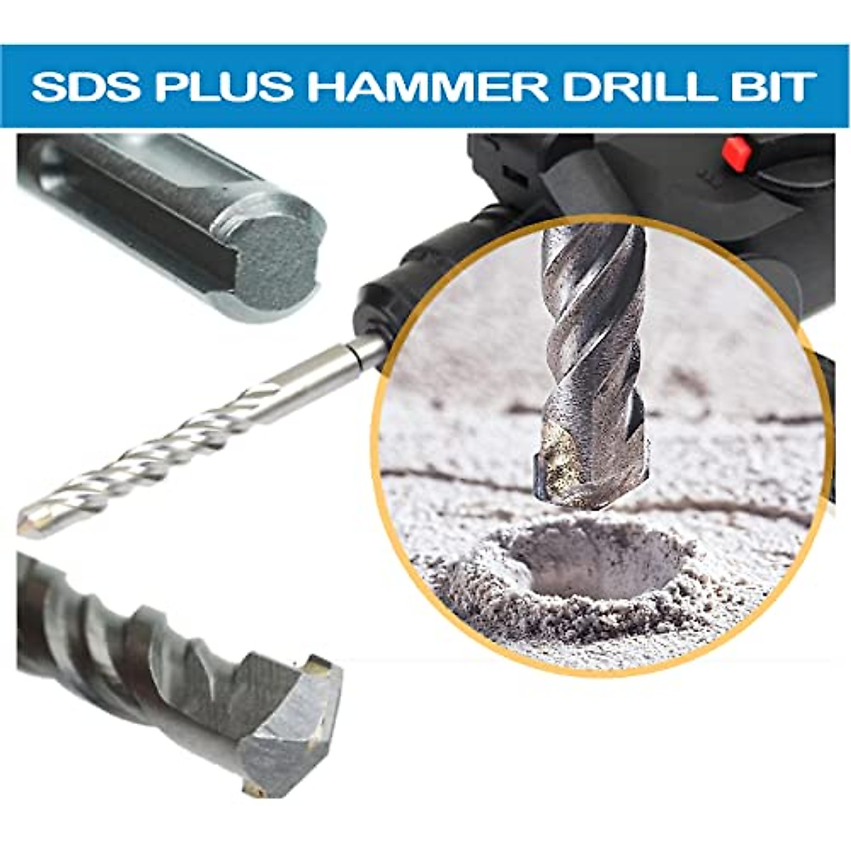 SDS-Plus Rotary Hammer Rock Drill Bit 3Pcs 5/32 in.x 6 in. Carbide Tip Drill Mason Concrete Bricks