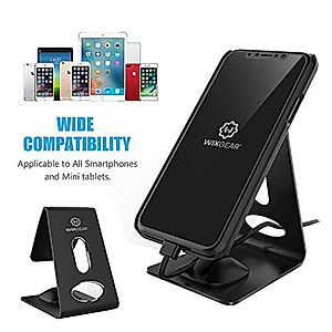 WixGear Cell Magnetic Phone Stand, Premium Phone Holder for iPhones, Android Smartphones & Mini Tablets –Sturdy Metal Phone Stand for Desk with Smart Cord Holder, Magnetic Cell Phone Mount