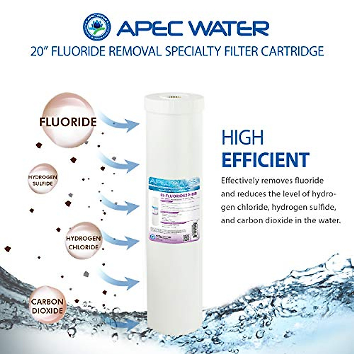 APEC Water Systems 20" Fluoride Reduction Specialty Water Filter Cartridge, BB Replacement Filter (FI-FLUORIDE20-BB)